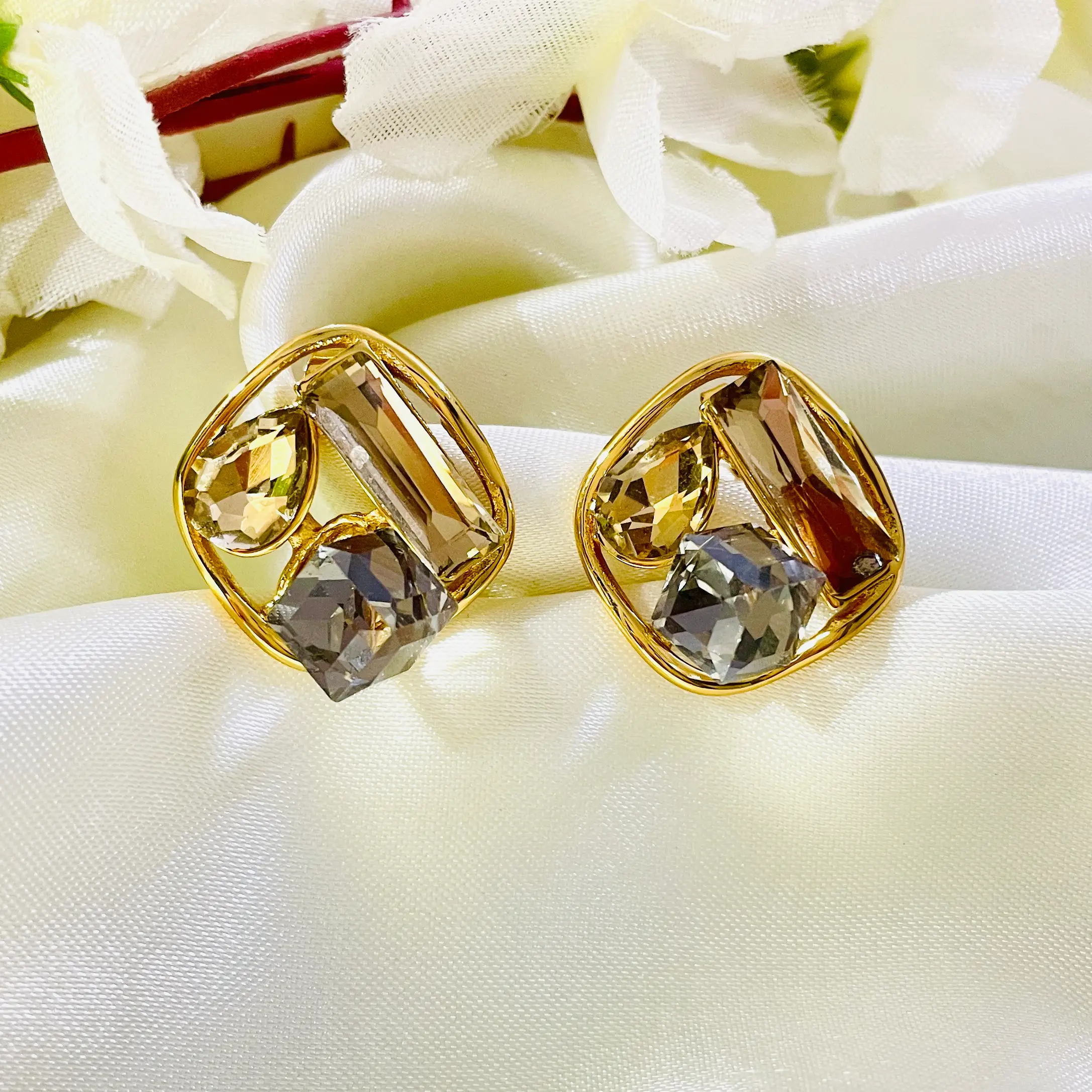 Three Stone Grey Studs